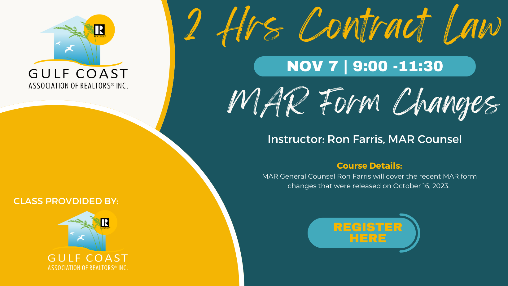 Gulf Coast Association of REALTORS® - 2 Hours Contract CE- MAR Forms Update